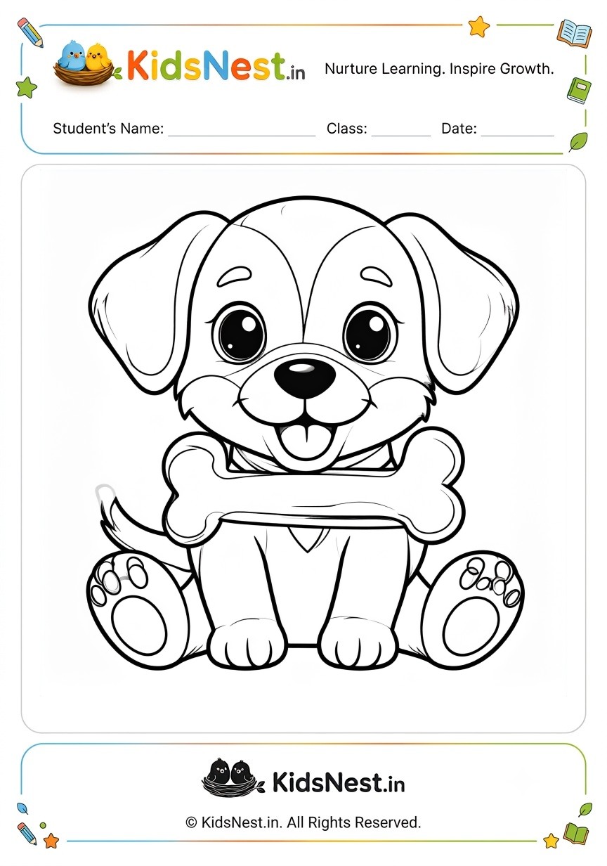 Free Dog Coloring Worksheet for Kids | Printable PDF